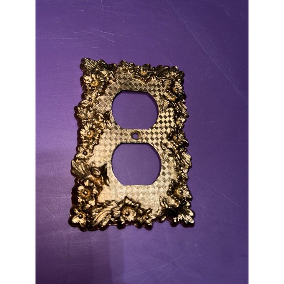 Other | Edmar Brass Floral Electric Wall Outlet Plate Cover Vintage ...